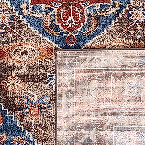 SAFAVIEH Bijar Collection 2'3" x 10' Brown / Royal BIJ621C Traditional Oriental Distressed Non-Shedding Living Room Entryway Foyer Hallway Bedroom Runner Rug