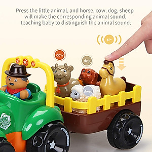 SUPERHIGH Tractor Farm Tractor Toys for 3 4 5 6 7 8 Year Old Boys & Girls with Detachable Farmer & Animals, Light & Animal Sound Effect, Great Gift for Toddlers Kids, Green