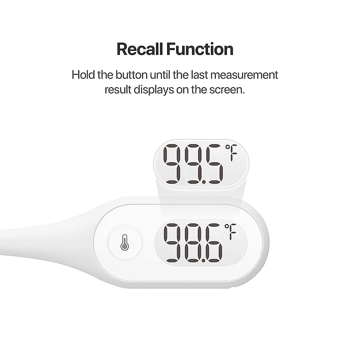 iHealth Digital Oral Thermometer PT1,Fever Thermometer with Dual-Sensors for High Accuracy, Rectum Armpit Reading Thermometer for Adults and Babies, Memory Recall and Extra Large LCD Backlit Display