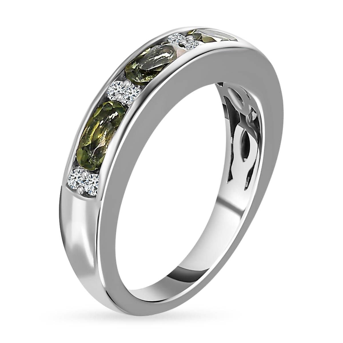 Shop LC Moldavite Zircon Eternity Ring 925 Sterling Silver Wedding Band for Women Jewelry Bridesmaid Gifts for Women Size 8 Ct 0.8 Birthday Gifts