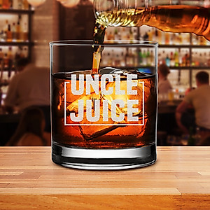NeeNoNex Uncle Juice Whiskey Glass - Great Gift for Uncles - Special Uncle Rock Glass for Birthday Father’s Day Christmas