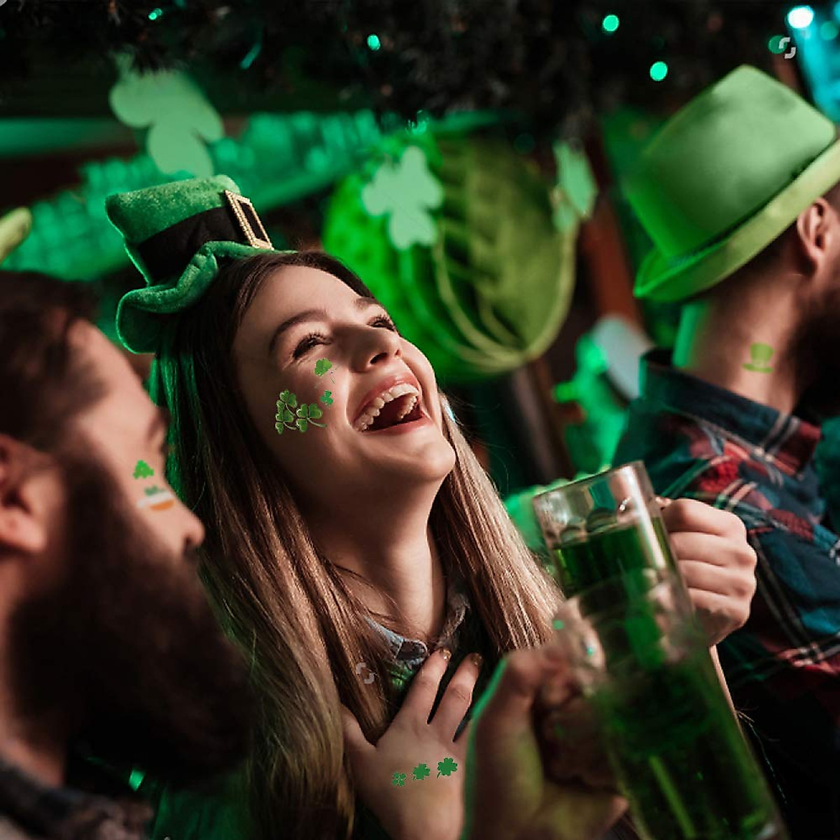 St Patricks Day Tattoos,Shamrock Tattoos,Saint Patricks Day Temporary Tattoos Stickers for Face,Clover Tattoo,