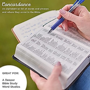 KJV Holy Bible, Compact Large Print Faux Leather Red Letter Edition - Ribbon Marker, King James Version, Brown Two-tone