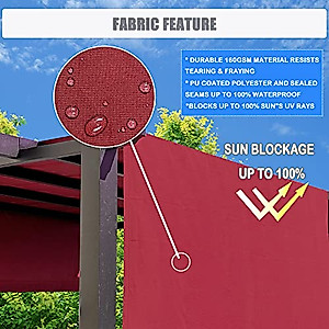 Alion Home Universal Waterproof Pergola Shade Cover – Pergola Replacement Canopy – Outdoor Adjustable Shade Cover with Heavy Duty Weighted Metal Rods (16' x 7', Burgundy Red)
