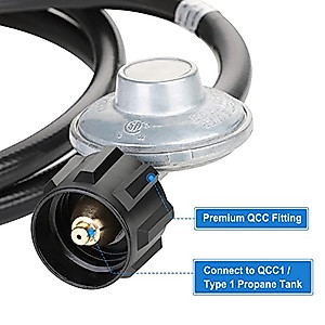 WYNNsky 5 Feet Propane Regulator Hose, Universal Regulator Replacement Parts, QCC1 Connection for Most LP Gas Grill, Heater and Fire Pit Table, Low Pressure