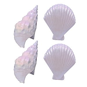 4 Pcs Beach Towel Clips Portable Towel Holder Clips, Sea Shell and Conch Secure Clips for Beach Chairs Deck, Clothes Lines, Patio and Holiday Pool