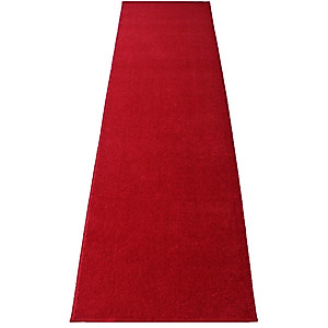 Event Carpet Aisle Runner - Quality Plush Pile Rug with Backing, Binding in Various Sizes (3 X 45 ft, Red)