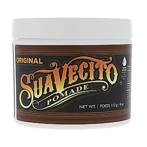 Suavecito Pomade Original For Men 4 oz, 1 Pack - Medium Shine Water Based Wax Like Flake Free Hair Gel - Easy To Wash Out - All Day Hold For All Hairstyles