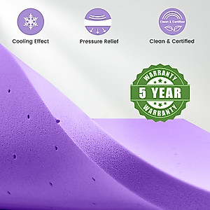 Marsail 3 Inch Gel Memory Foam Mattress Topper for Cooling Sleep, Premium Bed Topper with Non-Slip Removable Soft Cover, CertiPUR-US Certified, Queen White