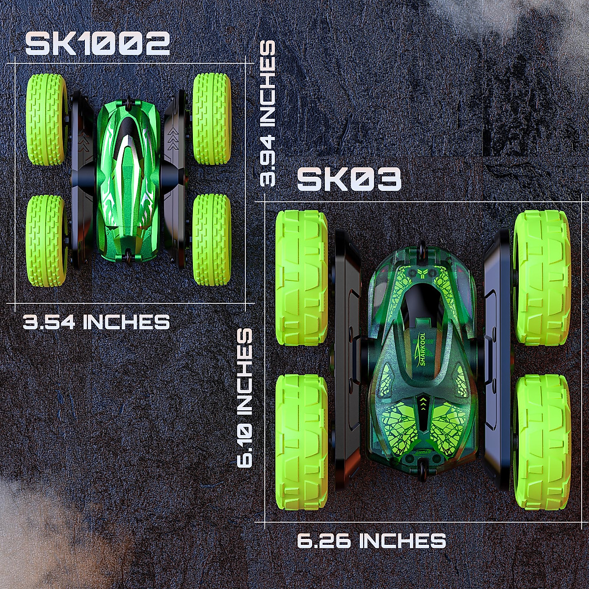 SHARKOOL Remote Control Car - 2.4Ghz RC Cars with LED Lights, RC Stunt Car for Kids, Christmas Birthday Gift for Boys Age 3 4 5 6 7 8 Years Old