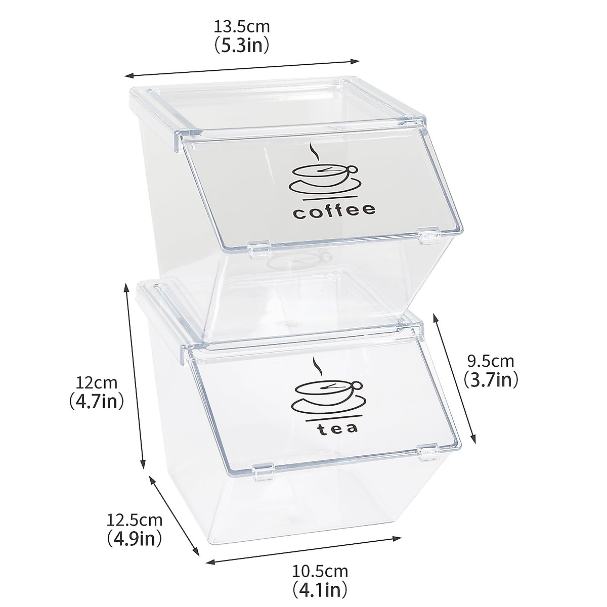 Yomjarl Tea Bag Storage 2 Pack Clear Plastic Tea Display Box Stackable Tea-Bag Holder Organiser Coffee Bar Organiser for Tea Bags,Sugar,Coffee Pods Storage for Kitchen Countertops Cabinets Pantry