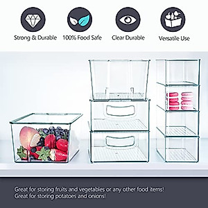 Hudgan 8 PACK Multi-size Clear Storage Bins Set, Stackable Pantry Organization and Storage Containers with 2 Lids, Perfect for The Home Edit and Cabinet Organizers