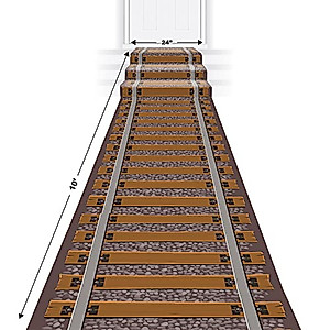 Beistle Novelty Printed Polyester Fabric Railroad Track Aisle Runner for Western Theme Birthday Parties Christmas Party Supplies