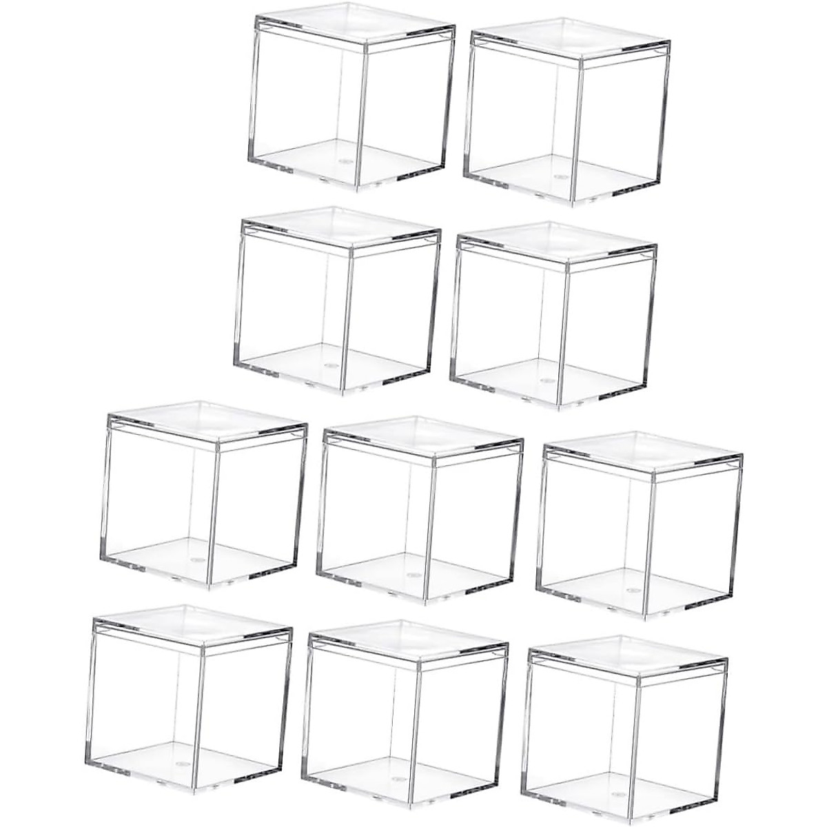 GLEAVI Clear Square Cube 60 Pcs Packing Box Candy Containers Party Candy Bag Party Gift Candy Cake Gift Container Candy Packaging Case Party Candy Storage Cases Seal Specimen Acrylic