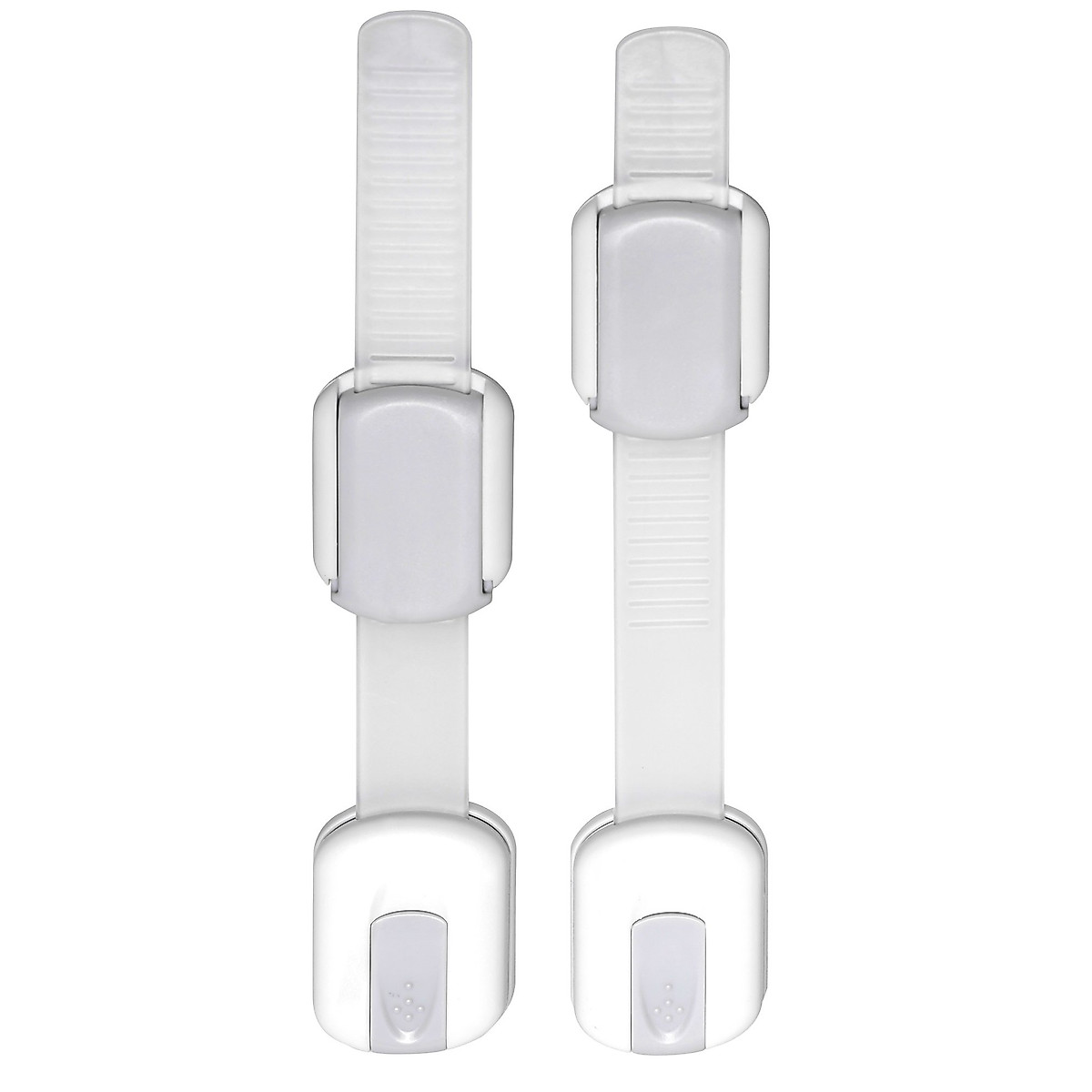 Adjustable & Reusable Child Safety Cabinet Locks & Latches, Baby Proofing Door Window, Cabinet, Toilet, & Refrigerator Lock, Child Safety Strap Locks with Adhesive Pads, Pack of 2, Silver - Wonderkid