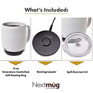 Nextmug - Temperature-Controlled, Self-Heating Coffee Mug (Ivory - 14 oz.)