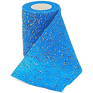 Self Adhesive Wrap, Glitter Cohesive Vet Tape for Pets (3x180 in, 12 Pack)