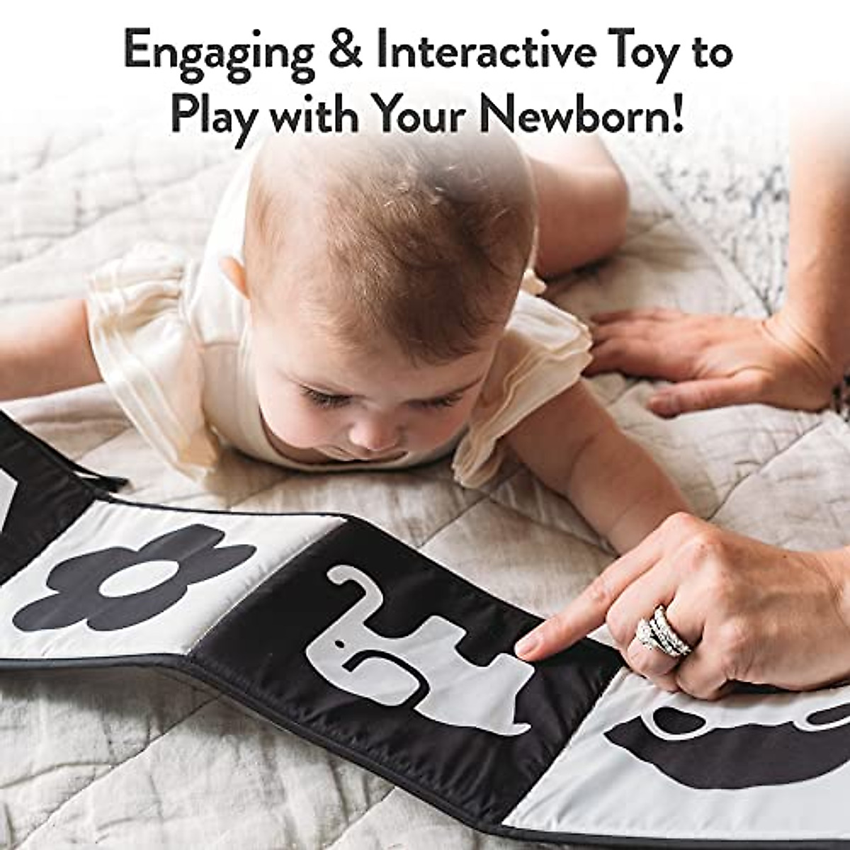 Spiggly Black and White High Contrast Soft Baby Book – Newborn Toy for 0-3 Months Visual and Brain Development – Infant Tummy Time Toy – Sensory Toy for Babies 0-6 Months