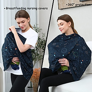 Car Seat Covers for Babies – Multi-use Breastfeeding Cover Carseat Canopy Cover, Infant Stroller Covers for Boys and Girls (Navy Blue Space)