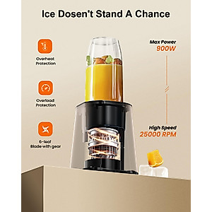 VEWIOR Smoothie Bullet Blender for Shakes and Smoothies 850W, 12 Pieces Personal Blenders for Kitchen with 6 Fins Blender Blade, Smoothie Blender with 2*23 oz To-Go Cups