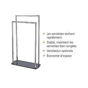 WENKO Towel Rack, Towel Stand with 2 Bars, Free Standing Towel Holder for Bathroom, Kitchen, Pool, Space Saving, Stainless Steel, Silver/Black, 18.9 x 31.5 x 7.9 in