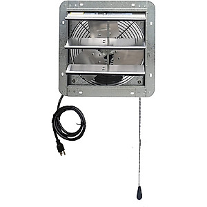 iLIVING 12" Wall Mounted Shutter Exhaust Thermostat Control-3 Speeds Vent Fan For Home Attic, Shed, or Garage Ventilation, 960 CFM, 1200 SQF Coverage Area, Variable, Silver