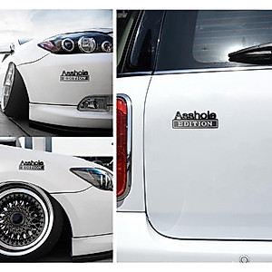 Asshole Edition Custom Car Emblem,3D Heavy Metal Car Badges Car Decals with Strong Car Emblem Adhesive,One of The Best Automotive Exterior Accessories Decoration (Black/White)