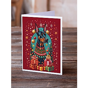 Caroline's Treasures DAC3077GCA7P Doberman Pinscher Holiday Christmas Greeting Cards Pack of 8 Blank Cards with Envelopes Whimsical A7 Size 5x7 Blank Note Cards