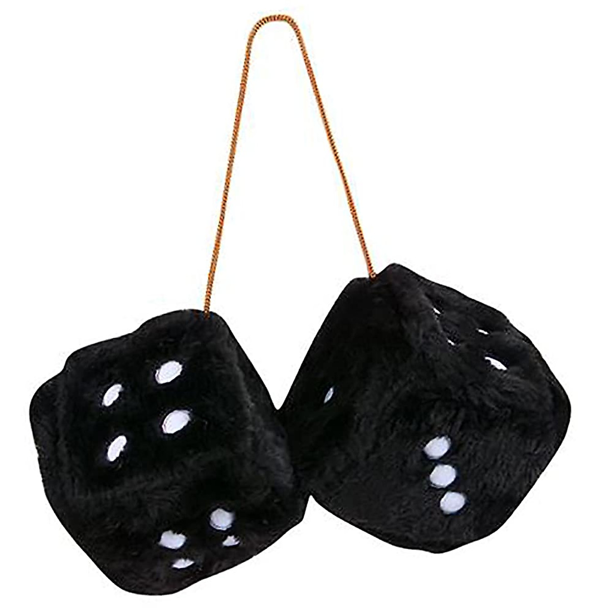 Fuzzy Plush Dice for Car Mirror, Pair 3” Inch Retro Square Decoration Dice for Car Hanging Accessories (White)