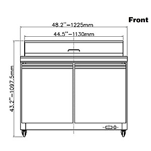 Kelvinator KCHST48.12 Stainless Steel Sandwich/Salad Preparation Table, 48" with 12GN 1/6 containers