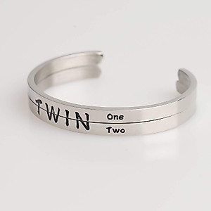 ENSIANTH Twins Gift Twin Bracelet Twin One Twin Two Cuff Bangle (Twin Cuff Set)