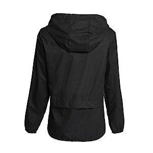 Hount Women's Lightweight Hooded Raincoat Waterproof Packable Active Outdoor Rain Jacket (Black, XL)