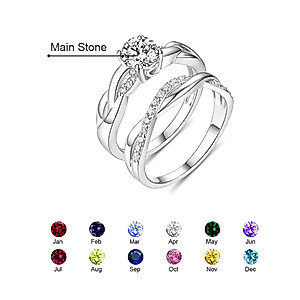 Getname Necklace Personalized Birthstone Infinity Love Promise Ring Set Promise Ring Custom Wedding Band Engagement Ring Couple Ring Mother's Day Ring Gifts.