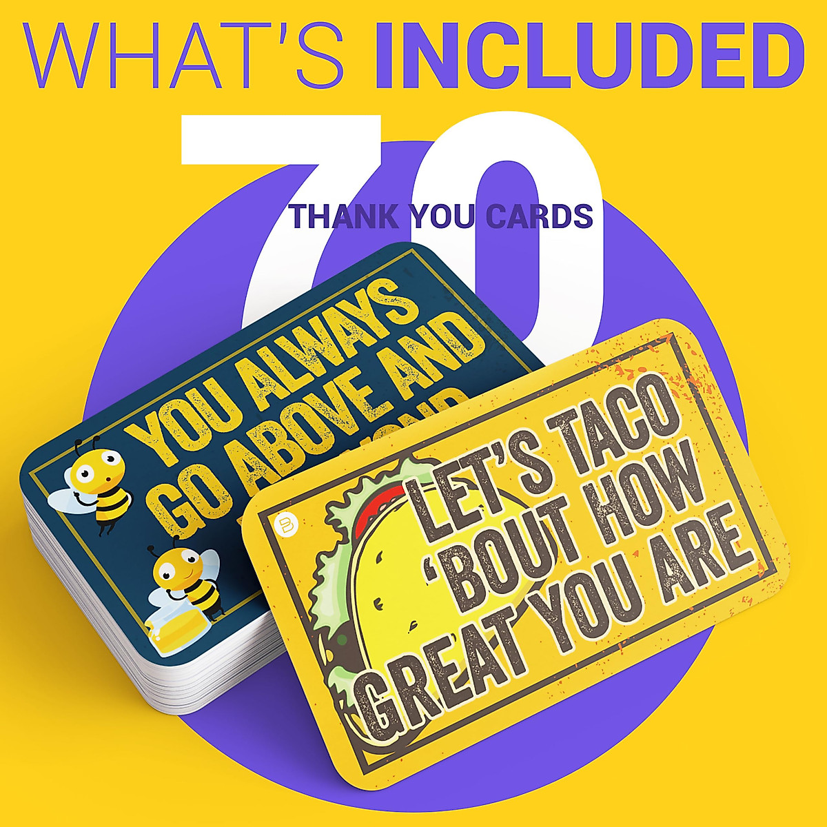 70 Kudos Punny Cards – Funny Pun Humor Thank You Appreciation & Recognition Blank Back Postcard – School Lunch Box Kids Notes – Business Employee Motivational Bulk Gift – Teacher Reward Stationary