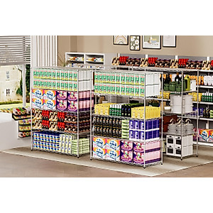5-Tier Metal Wire Shelving Unit with Wheels, 60" L×24" W×72" H Heavy-Duty Adjustable Shelving and Storage Racks with Liners, for Commercial, School, Home, Garage, Warehouse, Industrial, Silver