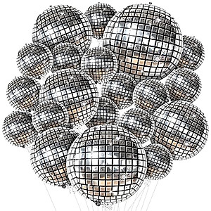 KatchOn, Large Silver Disco Ball Balloons - 32 Inch, Pack of 20 | Disco Balloons for Disco Party Decorations | 70s Party Decorations | Disco Ball Decor for Last Disco Bachelorette Party Decorations