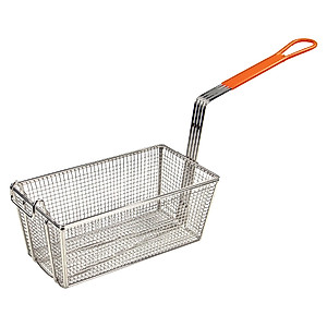 Winco Fry Basket with Orange Handle Medium , 12" x 6.5" x 5.25"