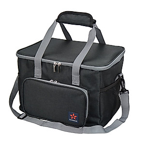 ZZEWINTRAVELER Insulated Lunch Bag for Men Women 15L Reusable Leak-Proof Cooler Bag with Adjustable Shoulder Strap Tote Bag for Office Work Picnic (Black)