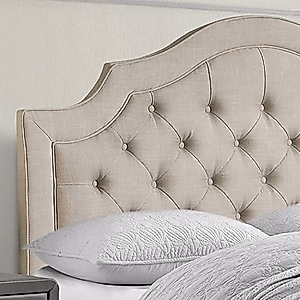 Rosevera Jardin Button Tufted Platform Bed Frame/Fabric Upholstered Bed Frame with Adjustable Headboard/Wood Slat Support,Full, Beige