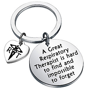FEELMEM Respiratory Therapist Gift Radiology Tech Gift RT Keychain A Great Respiratory Therapist is Hard to Find Harder to Leave Impossible to Forget Radiology Technologist Gift (Silver)