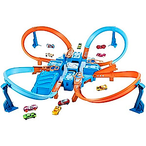 Hot Wheels Toy Car Track Set, Criss Cross Crash with 1:64 Scale Vehicle, Powered by a Motorized Booster [Amazon Exclusive]