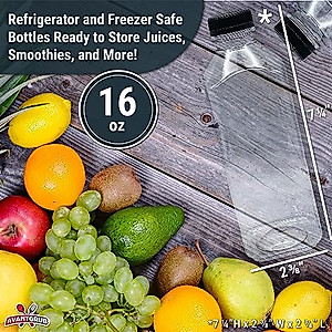 Professional Grade Empty 16.9 Oz Plastic Juice Bottles with Black Caps 20 Pk for Orange, Apple, Cranberry and Other Fruit Juices, Smoothies or Beverage Blends. Reusable PET Drink Juicing Container.