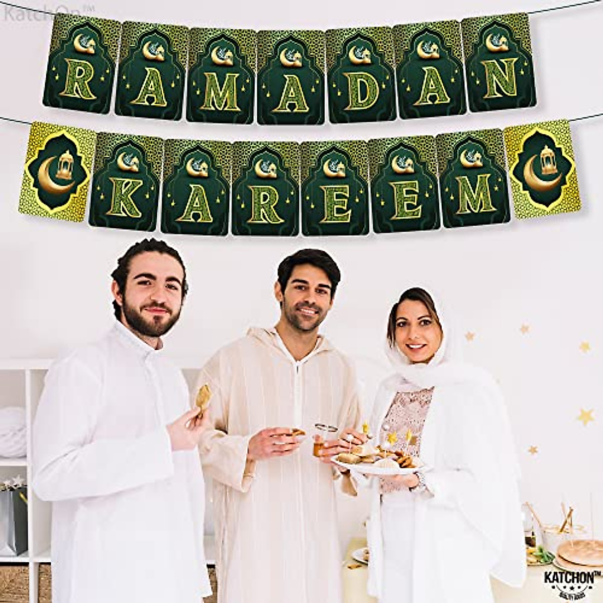 KatchOn, Ramadan Kareem Banner Large - 10 Feet, No DIY | Ramadan Banner for Ramadan Decorations for Home | Ramadan Mubarak Banner for Ramadan Mubarak Decorations | Green Ramadan Party Supplies Banner