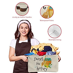 Storage Bins Large Storage Basket,Country Honey Cute Bee Collapsible Storage Bins with Handle,Plant Flower Leaf Storage Baskets Cube Organizer for Shelves Closet Nursery