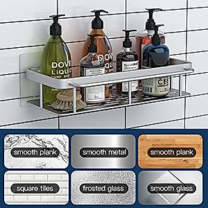yolid Shower Caddy Adhesive Shower Organizer with Towel Rack and 4 Hooks, Rustproof Shower Shelves Rack for Shampoo Conditioner Bathroom Inside Shower Storage 2 Pack