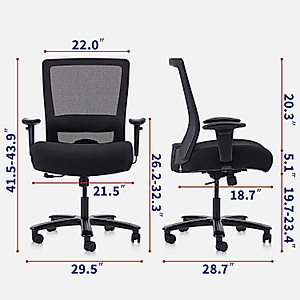 CLATINA Ergonomic Mesh Chair with 400lbs High Capacity and Lumbar Support Adjusting Armrest Big and Tall Office Chair for Home Office, Black (1 Pack)
