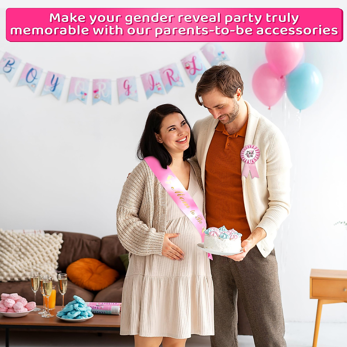 Pink Baby Shower Decorations Mom to Be Sash Baby Shower - Baby Girl Gender Reveal Sash Pink Girl Baby Shower Mom Sash for Baby Shower Decorations for Girl- Baby Girl Pink Baby Shower Sash Daddy to Be Badge