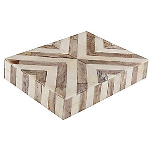 Handicrafts Home Chevron Pattern Brown White Jewelry Organizer and Storage Box for Women Girls Gift Wrap Boxes 8x5x1.5