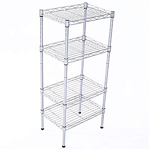 QXDRAGON 4-Shelf Adjustable, Heavy Duty Storage Shelving Unit (243 lbs Loading Capacity), Steel Organizer Wire Rack, Silver (14L x 10W x 32H)