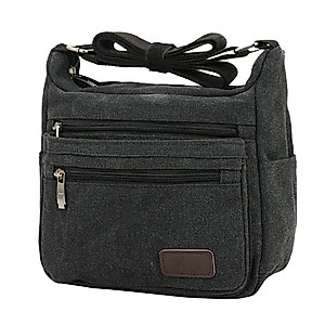 Canvas Shoulder Bag for Women and Men Messenger Handbags Cross Body Multi Zipper Pockets Bag